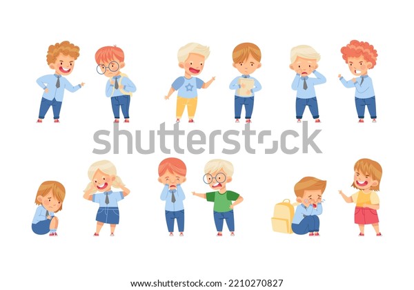 Angry Kids Bullying Abusing Weak Agemate Stock Vector (Royalty Free ...