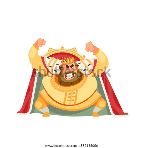 Angry King Character Shouting Before Throne 스톡 벡터(로열티 프리) 1557165056