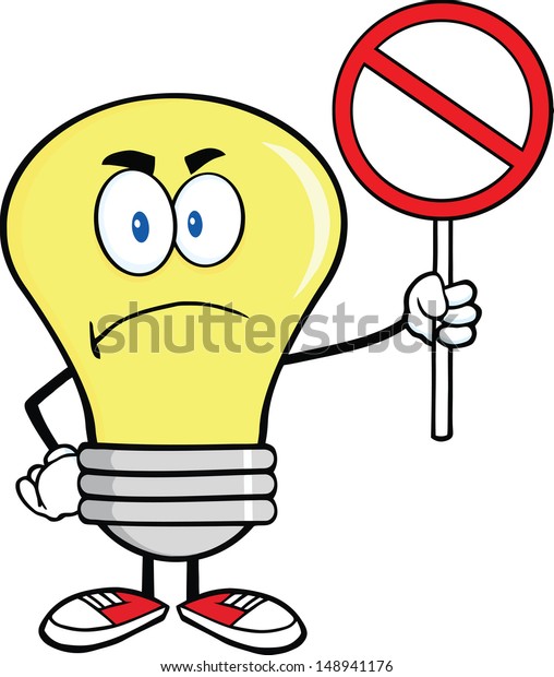 Angry Light Bulb Character Holding Red Stock Vector (Royalty Free ...