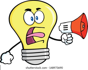 Angry Light Bulb Character Screaming Into Stock Illustration 149341901