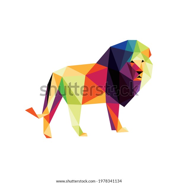 Angry Lion Colorful Polygon Low Poly Stock Vector (Royalty Free ...