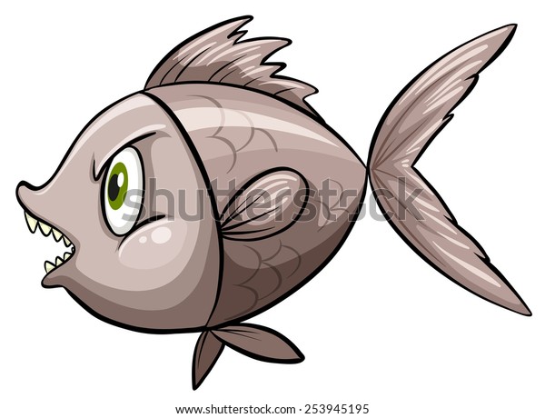Angry Looking Fish On White Stock Vector (Royalty Free) 253945195