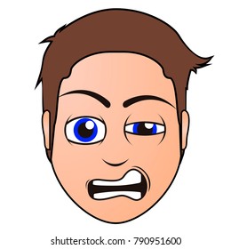 Sad Man Avatar On White Background: vector de stock (libre de regalías ...