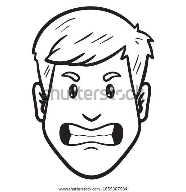 Angry Man Avatar Outline Comic Anger Stock Vector (Royalty Free ...