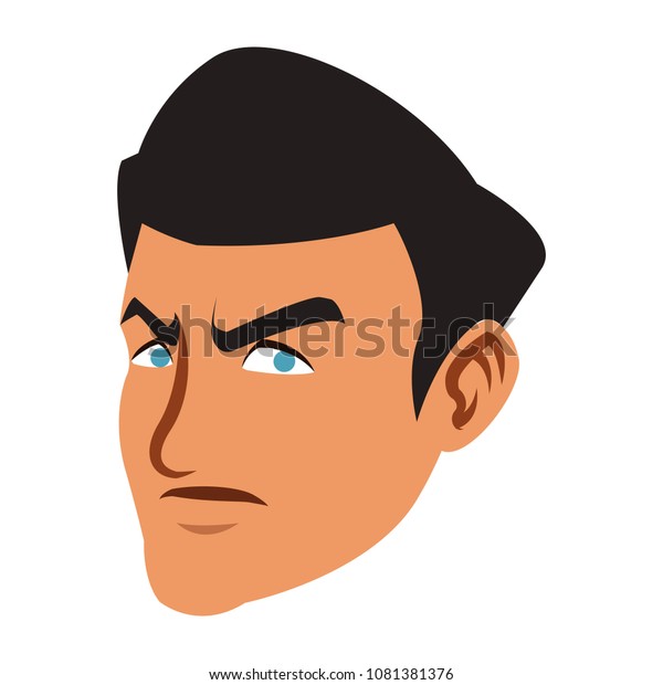 Angry Man Face Cartoon Stock Vector (Royalty Free) 1081381376 ...
