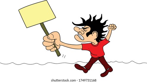 Angry Man Holding Empty Protest Sign Stock Vector (Royalty Free) 1749731168