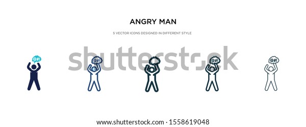 Angry Man Icon Different Style Vector Stock Vector (Royalty Free ...