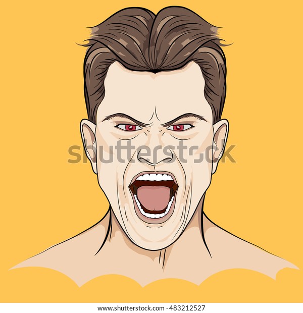 Angry Man Screaming Hand Drawn Vector Stock Vector (Royalty Free ...