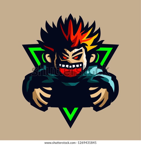 Angry Man Shield Mascot Logo Template Stock Vector (Royalty Free ...
