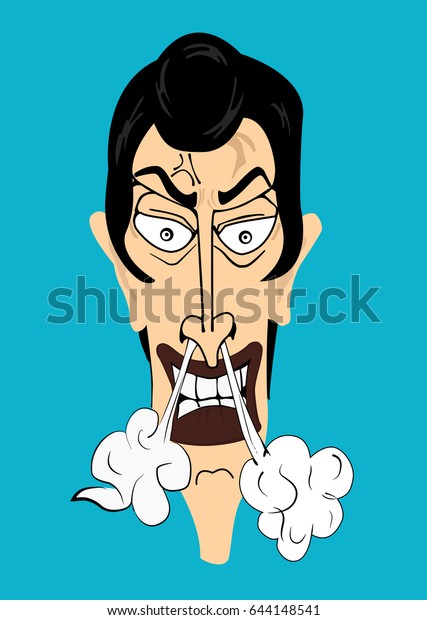 Angry Man Smoke Out Nose Cartoon Stock Vector (Royalty Free) 644148541 ...