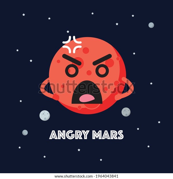 Angry Mars Character Emoticon On Space Stock Vector (Royalty Free ...