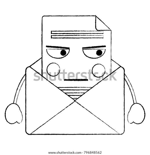 Angry Message Envelope Kawaii Icon Image Stock Vector (Royalty Free ...