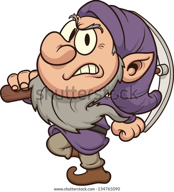Angry Miner Dwarf Vector Clip Art Stok Vektör (Telifsiz) 134765090 ...