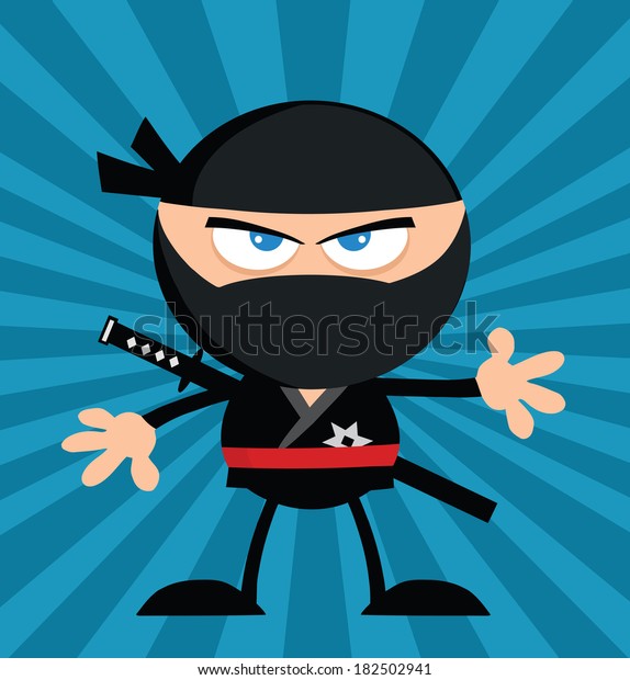 Angry Ninja Warrior Cartoon Characterflat Design Stock Vector (Royalty ...