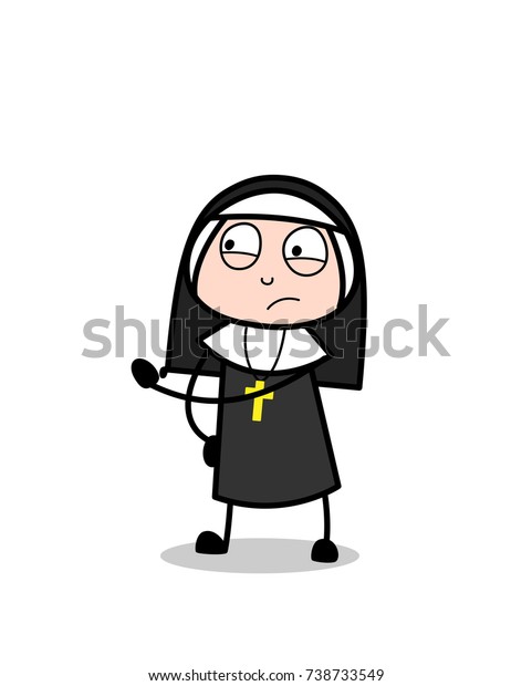 Angry Nun Showing Hand Gesture Stock Vector (Royalty Free) 738733549 ...