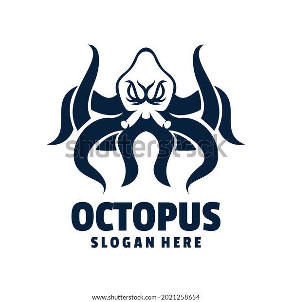 Angry Octopus Logo Black White Vector Stock Vector (Royalty Free ...