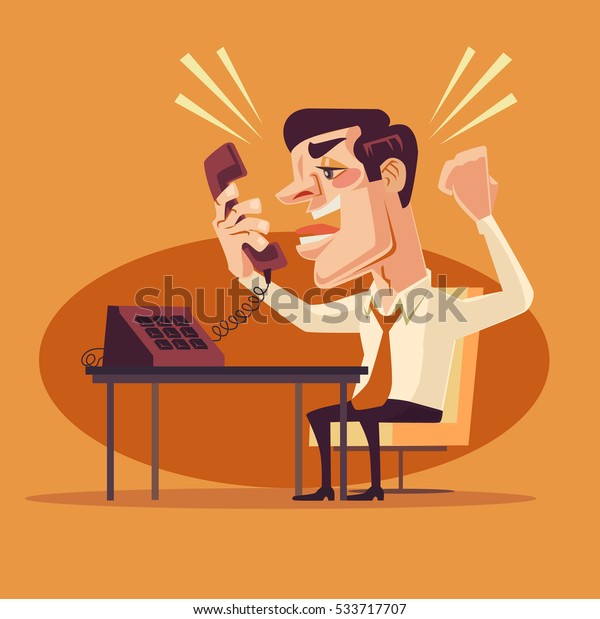Angry Office Worker Man Character Shouting Stock Vector (Royalty Free ...