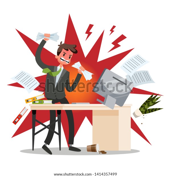 Angry Offie Worker Crushing Workplace Stress Stock Vector (Royalty Free ...