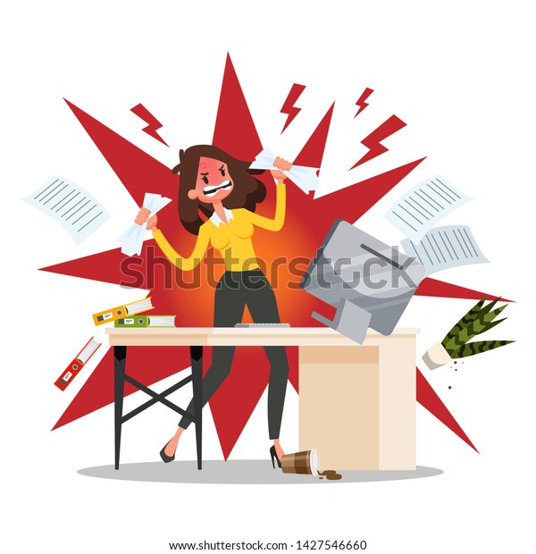 Angry Offie Worker Crushing Workplace Stress Stock Vector (Royalty Free ...