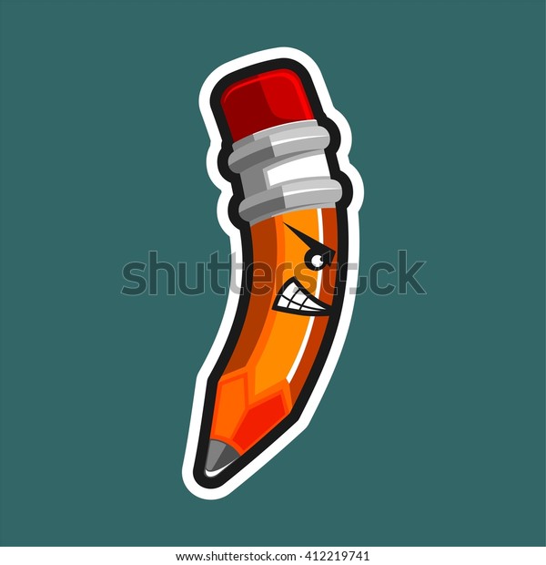Angry Pencil Logo Pencil Stock Vector (Royalty Free) 412219741 ...