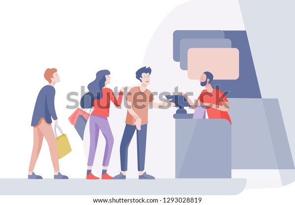 Angry People Queue Supermarket Cashier Where: เวกเตอร์สต็อก (ปลอดค่า ...