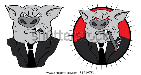 Angry Pig Human Suitvector Symbol Cruel 스톡 벡터(로열티 프리) 51219751 ...