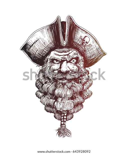 Angry Pirate Face Wearing Hat Hand : image vectorielle de stock (libre ...
