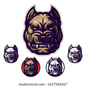Angry Pit Bull Head Vector Emblem Stock Vector (Royalty Free ...