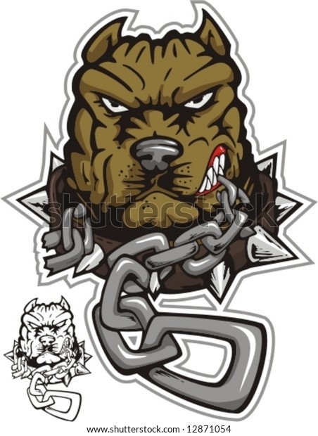 Angry Pitbull Eating Chain Stock Vector (Royalty Free) 12871054