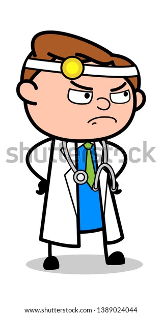 Angry Professional Cartoon Doctor Vector Illustration Stock Vector ...