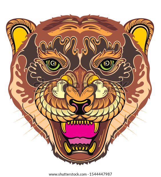 Angry Puma Animal Face Vector Illustration Stock Vector (Royalty Free ...