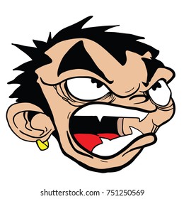 Angry Punk Face Screaming Stock Vector (Royalty Free) 751250569 ...