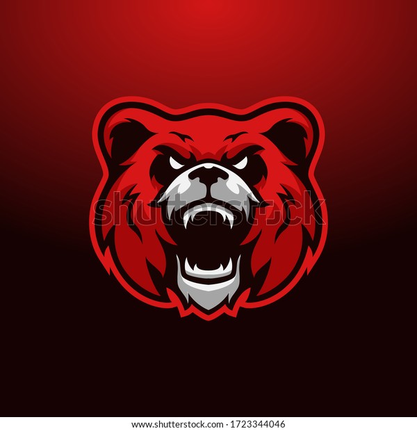 Angry Red Bear Illustration Mascot Esport Stock Vector (Royalty Free ...