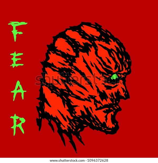 Angry Red Monster Head Profile Horror Stock Vector (Royalty Free ...