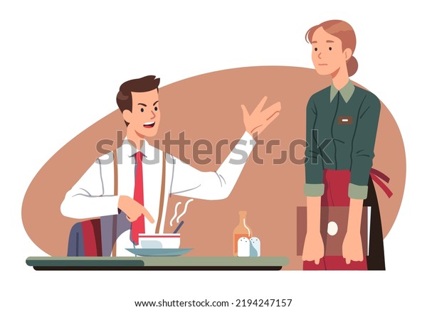 Un visitante enojado del restaurante grita: vector de stock (libre de ...
