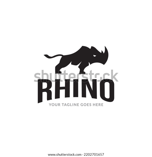 Angry Rhino Monochrome Logo Vector Template Stock Vector (Royalty Free ...