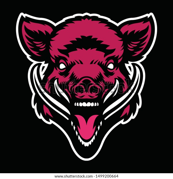 Angry Roaring Wild Boar Head Mascot Stock Vector (Royalty Free ...
