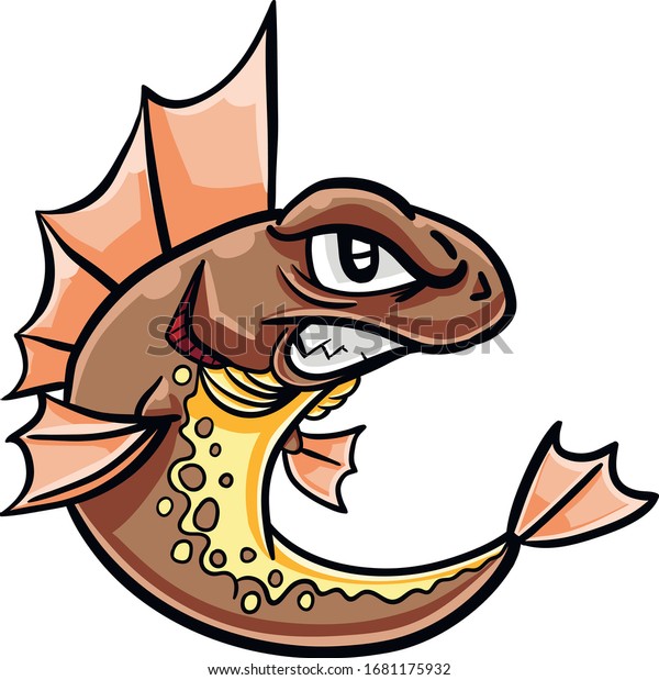 Angry Ruff Fish Twisting Into Circle Stock Vector (Royalty Free ...