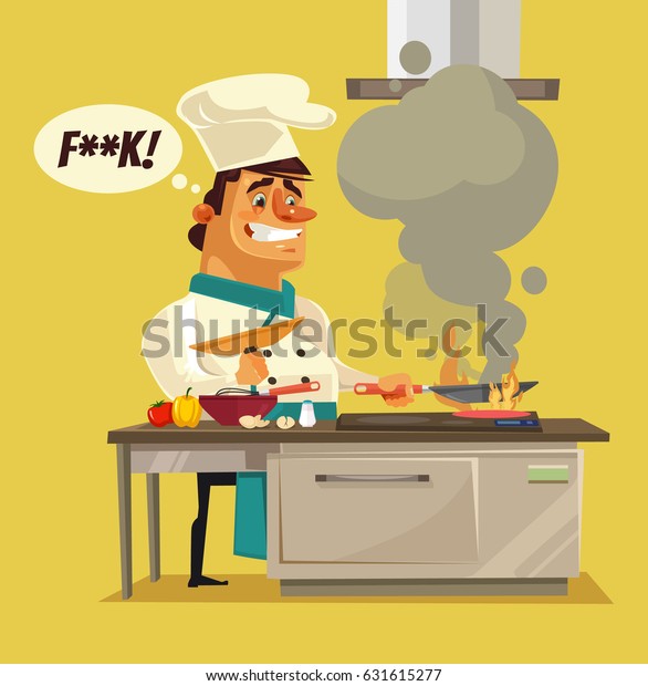 Angry Sad Bad Chef Character Burn Stock Vector (Royalty Free) 631615277 ...