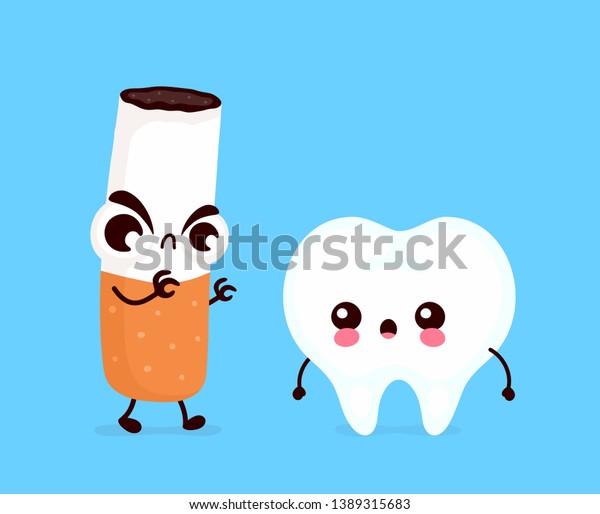 Angry Scary Cigarette Kill Tooth Character Stock Vector (Royalty Free ...