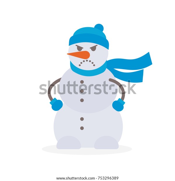 Angry Snowman Vector Illustration On White Stock Vector (Royalty Free ...