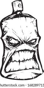 Angry Spray Paint Can Black White Stock Vector (Royalty Free) 1682897134