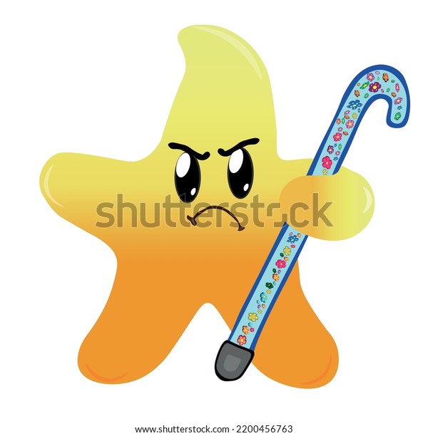 Angry Star Blue Walking Stick Stock Vector (Royalty Free) 2200456763 ...