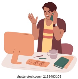 1,924 Angry man on phone cartoon Images, Stock Photos & Vectors ...