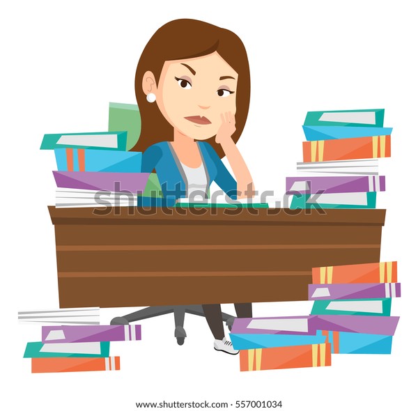 Angry Student Studying Textbooks Caucasian Annoyed: เวกเตอร์สต็อก (ปลอด ...