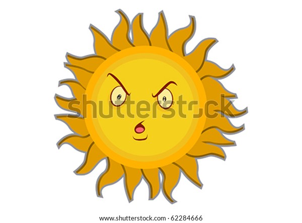 Angry Sun Cartoon Character Illustration Vector: vector de stock (libre ...