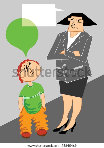 Angry Teacher Lectures Rowdy Boy Stock Vector (Royalty Free) 25845469