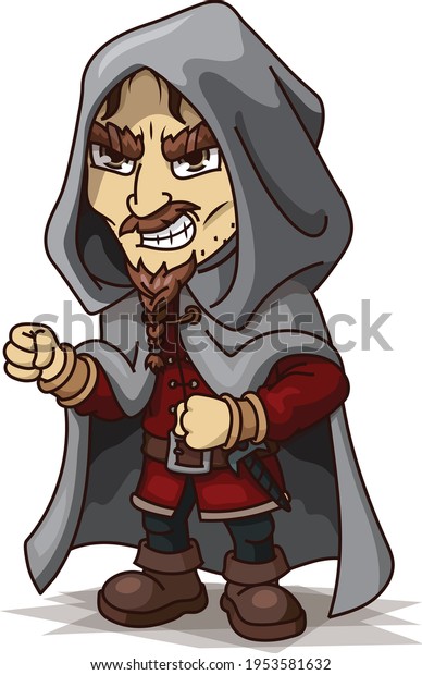 Angry Thief Gray Cloak Stock Vector (Royalty Free) 1953581632 ...