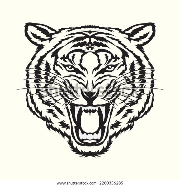 Angry Tiger Face Vector Illustration Hand Stock Vector (Royalty Free) 2200356285 | Shutterstock
