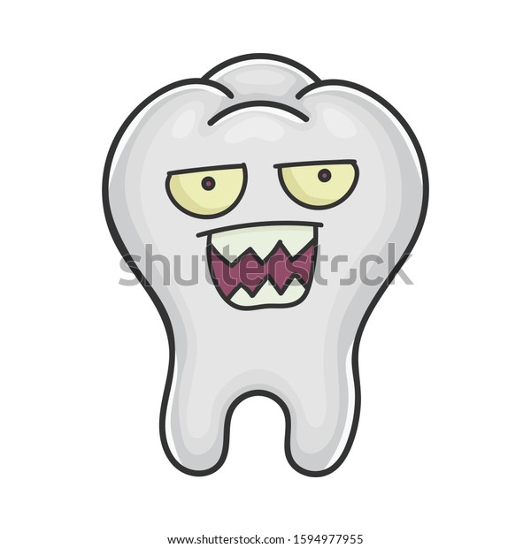 Angry Tooth Cartoon Isolated On White Stock Vector (Royalty Free ...